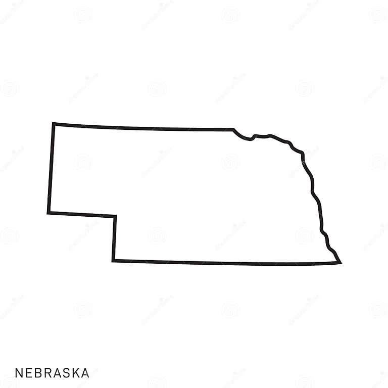 Nebraska Map Outline Vector Design Template. Editable Stroke Stock ...