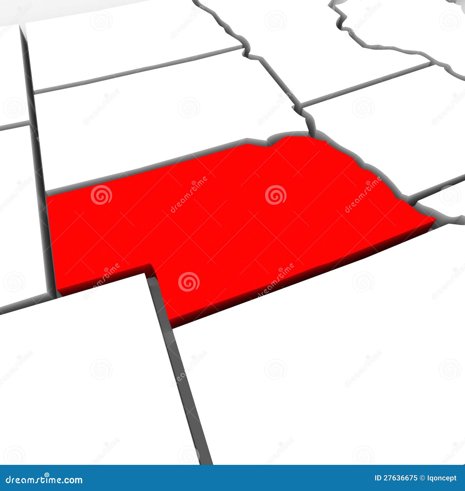 Nebraska Red Abstract 3D State Map United States America Stock ...