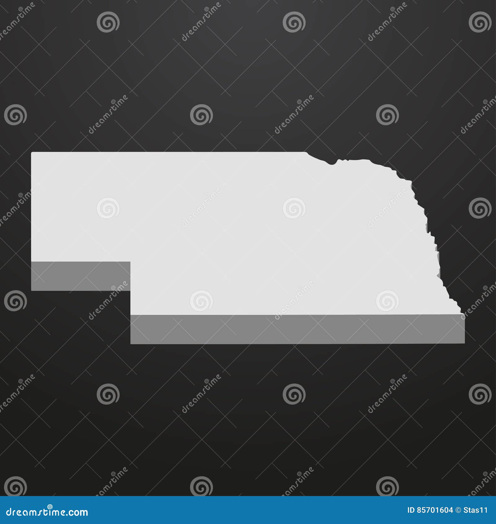 Nebraska, State Of USA - Solid Black Silhouette Map Of Country Area ...