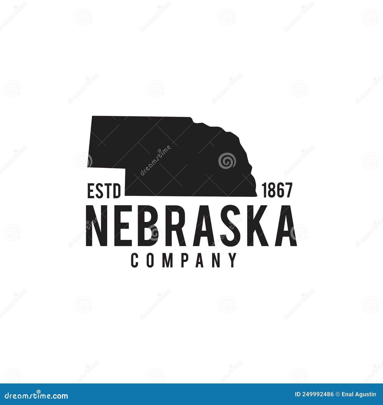 Nebraska State Map Outline Logo Design Stock Vector - Illustration of ...