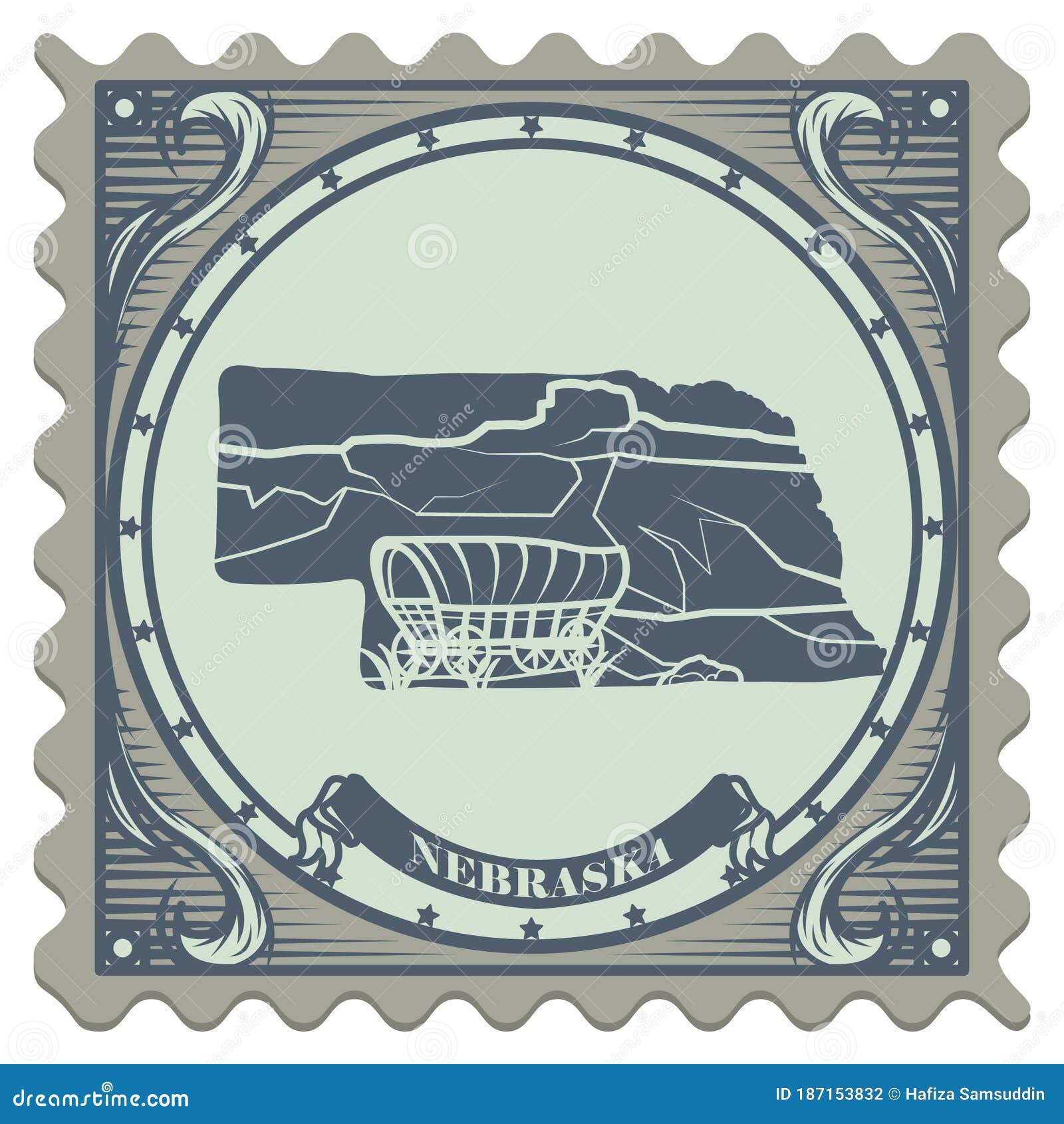Nebraska State Postage Stamp. Vector Illustration Decorative Design ...