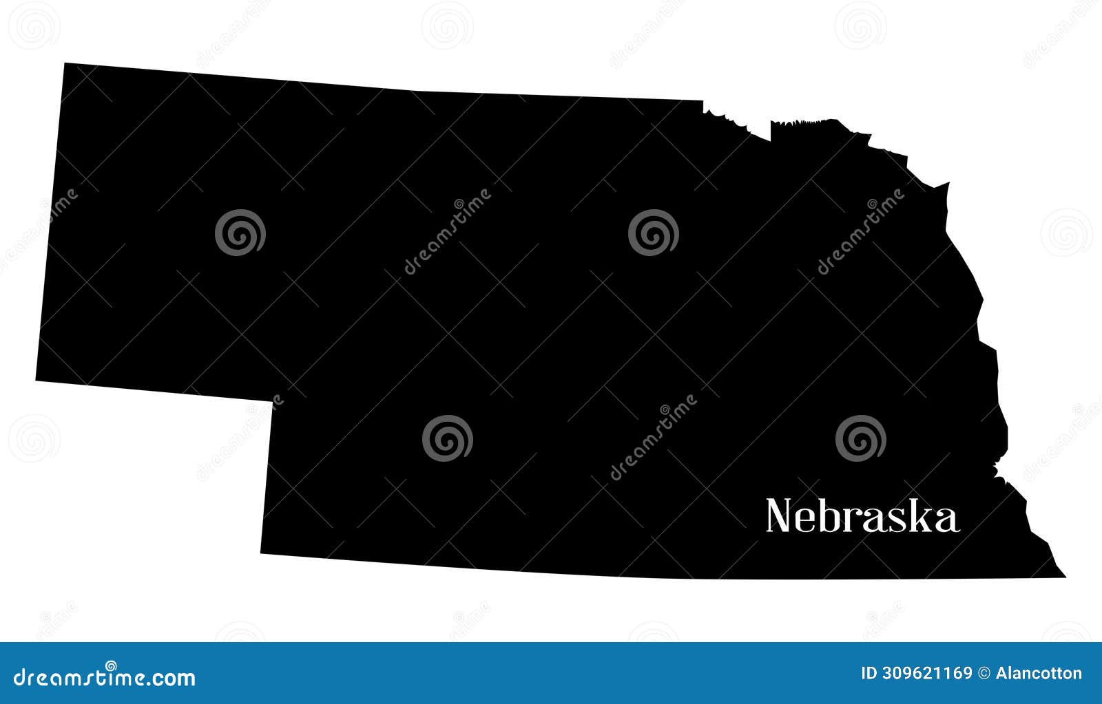 Nebraska State Silhouette Map Stock Vector - Illustration of state ...