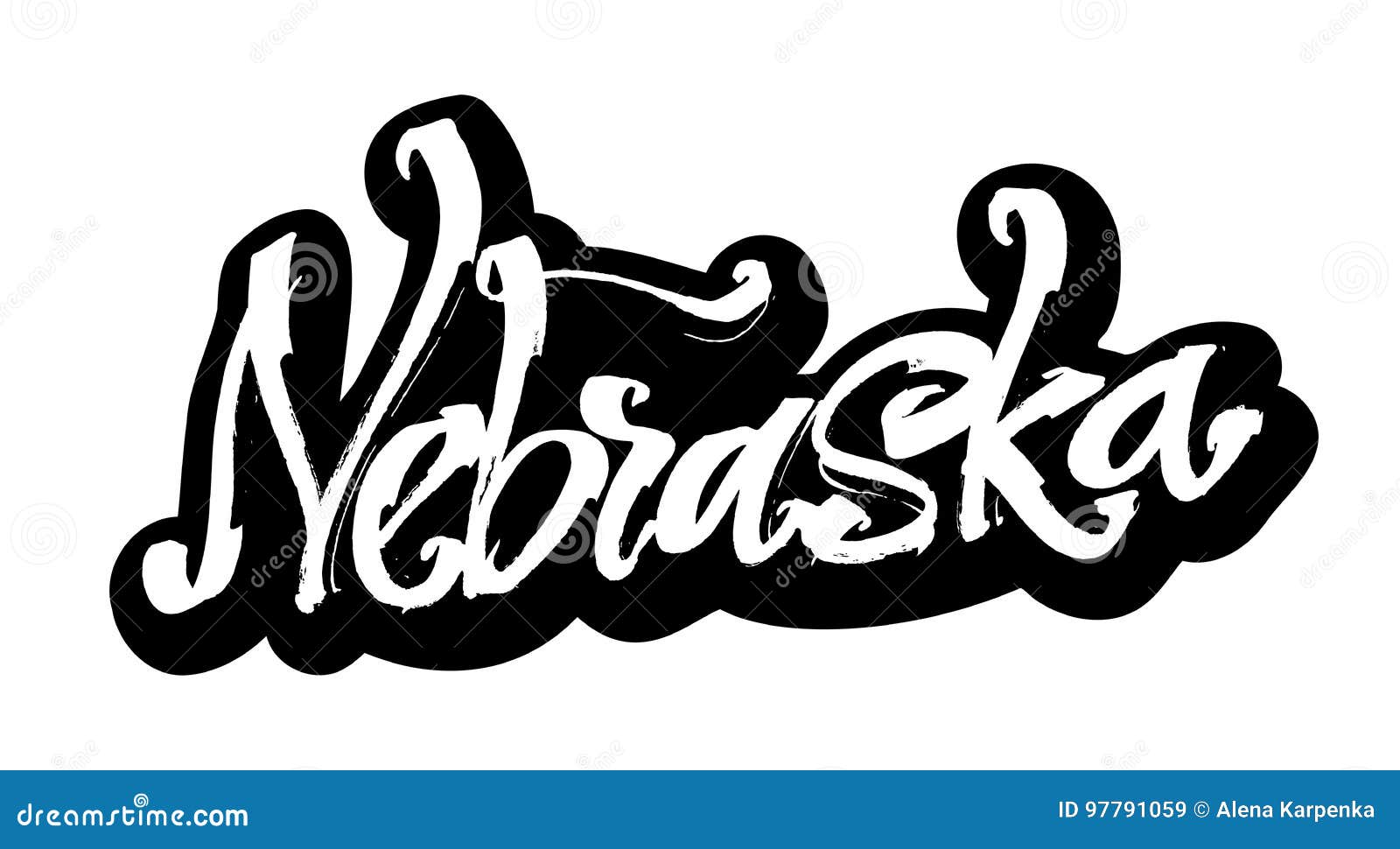 Nebraska. Sticker. Modern Calligraphy Hand Lettering for Serigraphy ...
