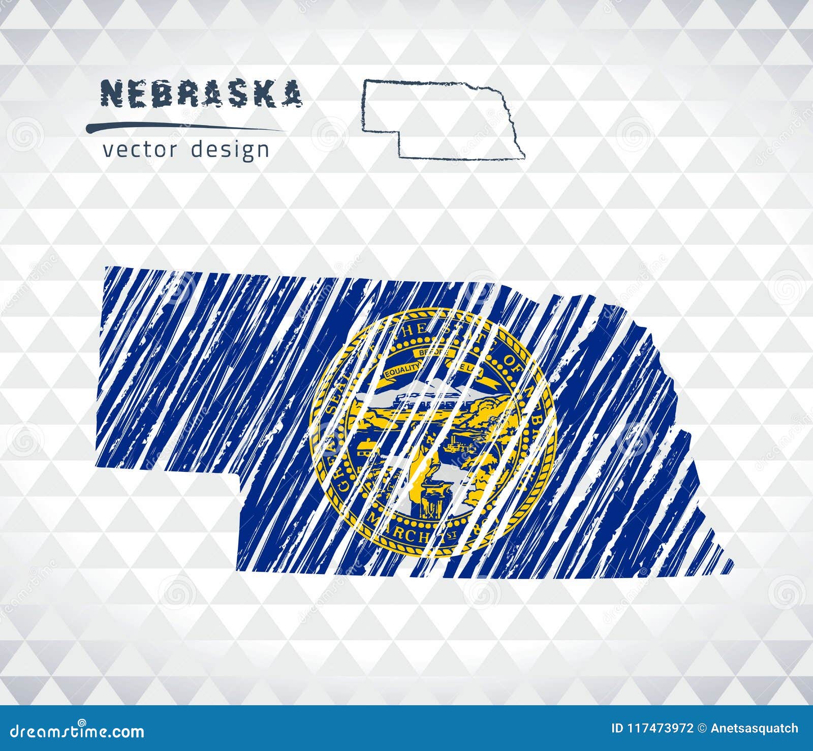 Nebraska Vector Map with Flag Inside Isolated on a White Background ...