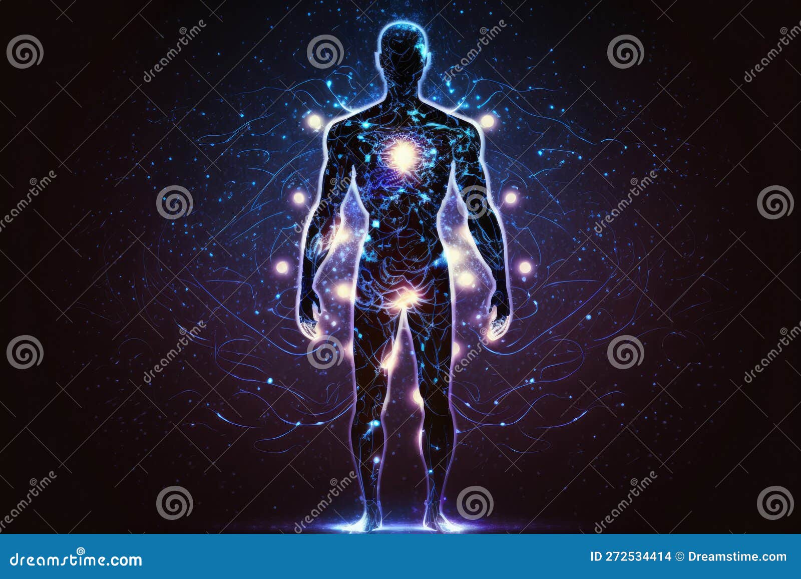 Ð¡yber Space Concept of Glowing Astral Body Silhouette Neural Network ...
