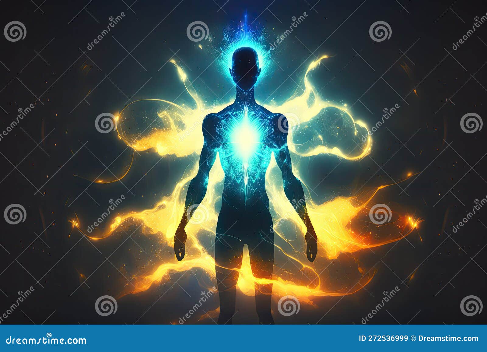 Ð¡yber Space Concept of Glowing Astral Body Silhouette Neural Network ...