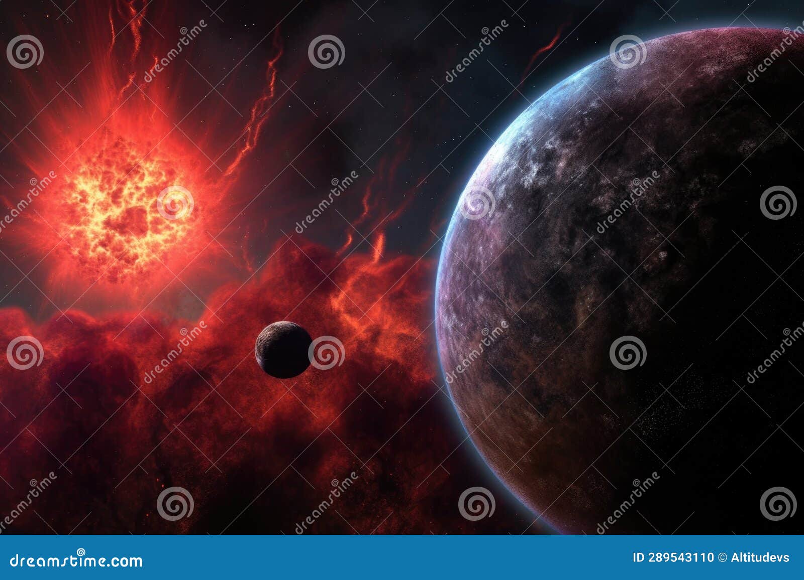 Nebula and Distant Exoplanets As Seen through Powerful Telescope Stock ...
