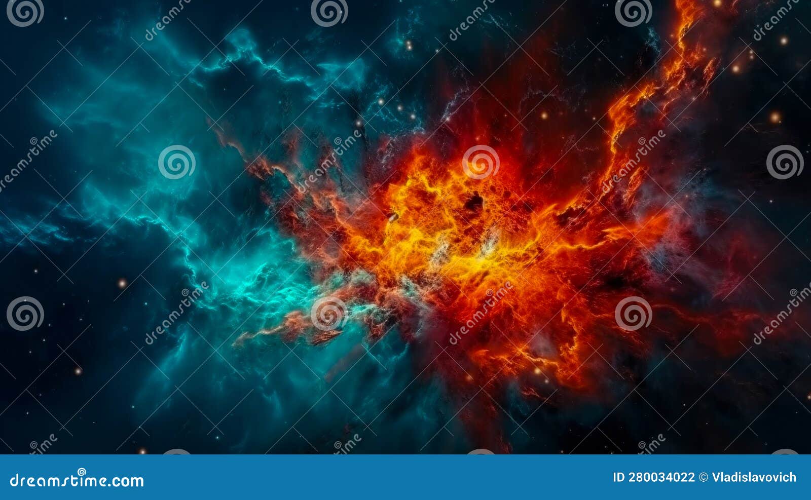 Nebula Explosion Birth of the Universe, Banner Idea with a Sword about ...