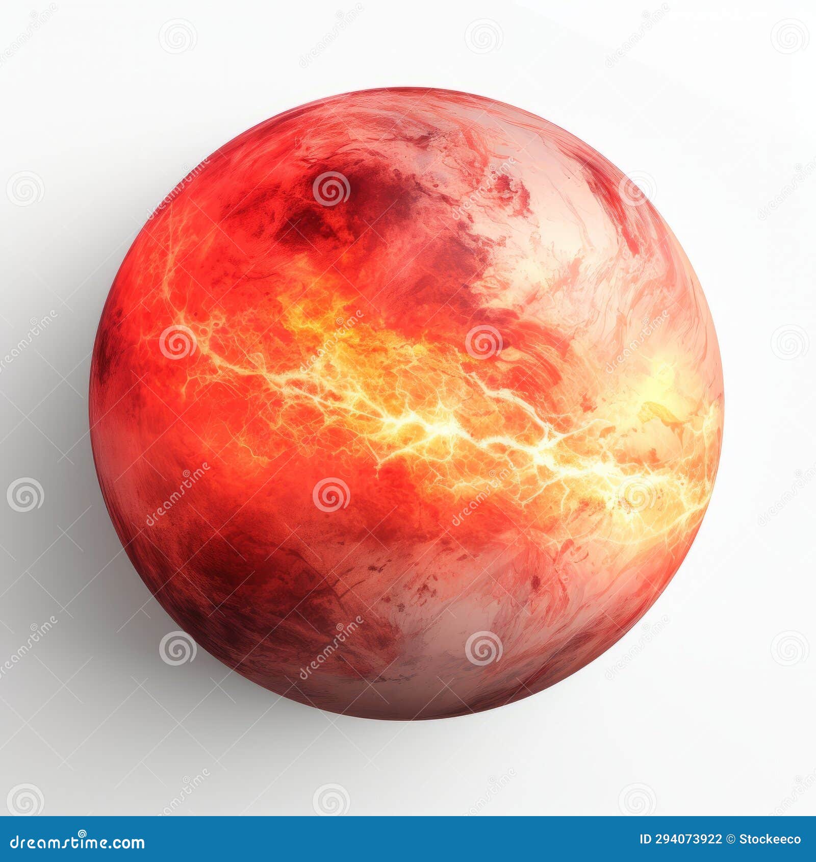 Fiery Red Planet 3d Illustration on White Background Stock Illustration ...
