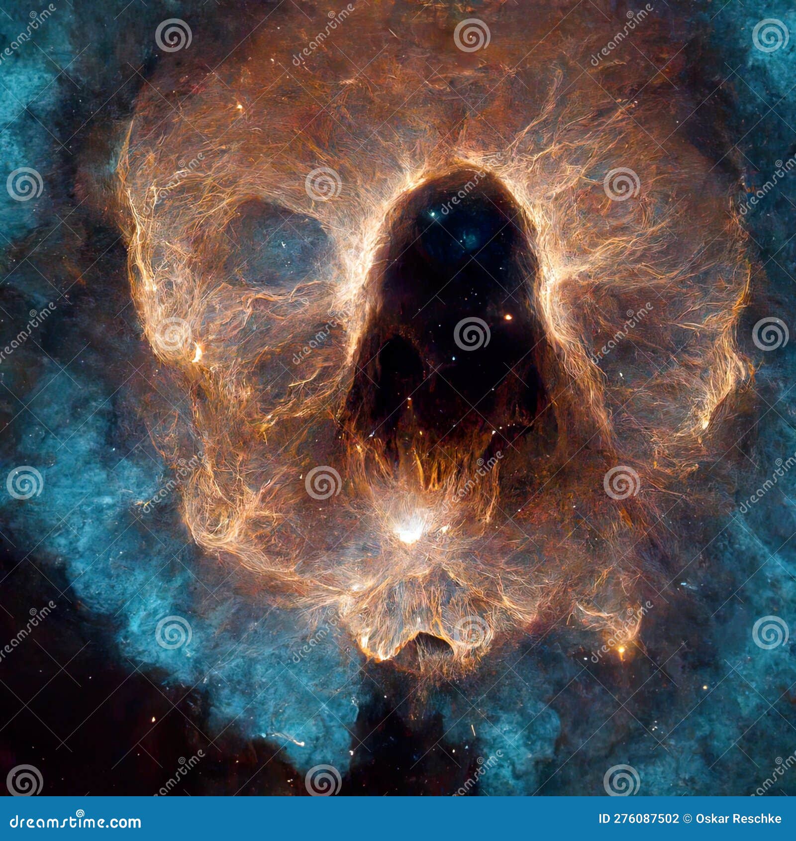 Nebula in the Form of Scary Horror Face Stock Illustration ...