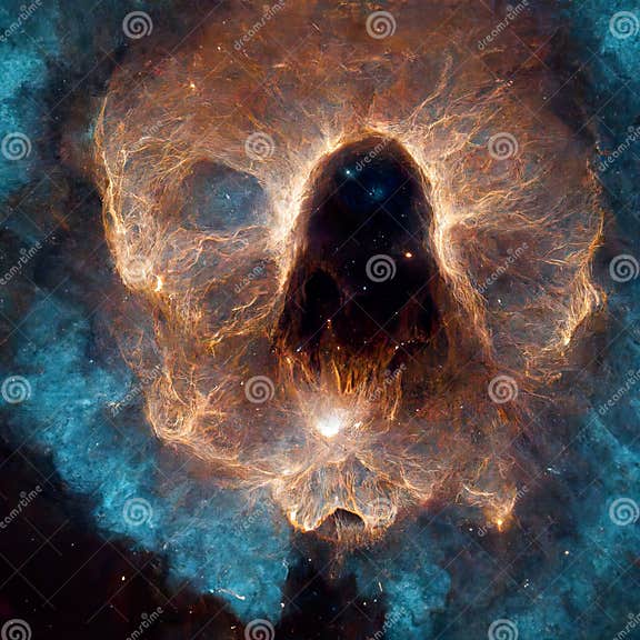 Nebula in the Form of Scary Horror Face Stock Illustration ...