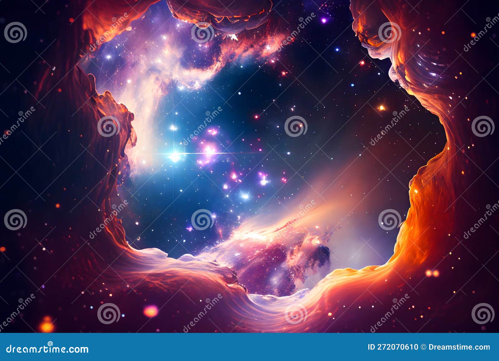 Nebula and Galaxies in Space. Neural Network Generated Art Stock ...