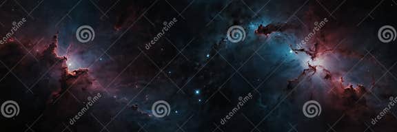 Nebula Galaxy on Black Empty Space Universe Void Panoramic Wide Angle ...