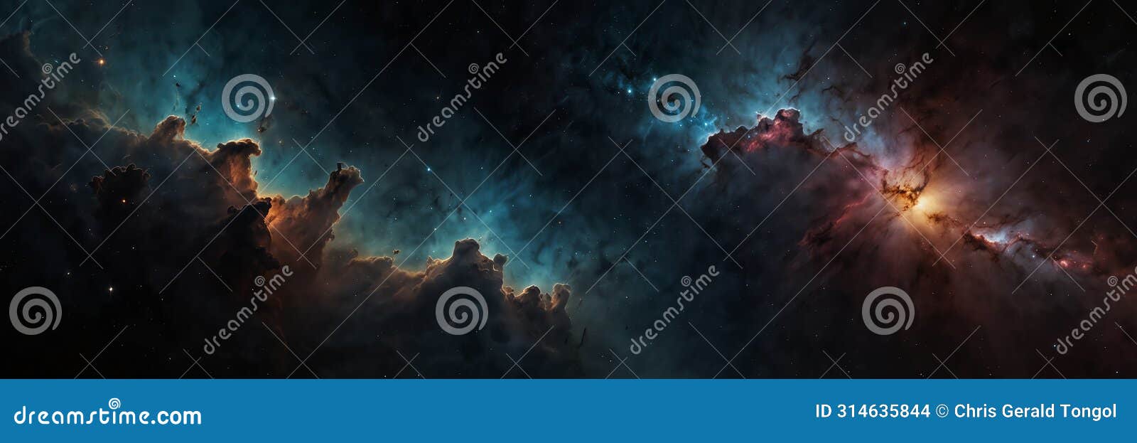 Nebula Galaxy on Black Empty Space Universe Void Panoramic Wide Angle ...