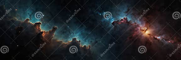 Nebula Galaxy on Black Empty Space Universe Void Panoramic Wide Angle ...