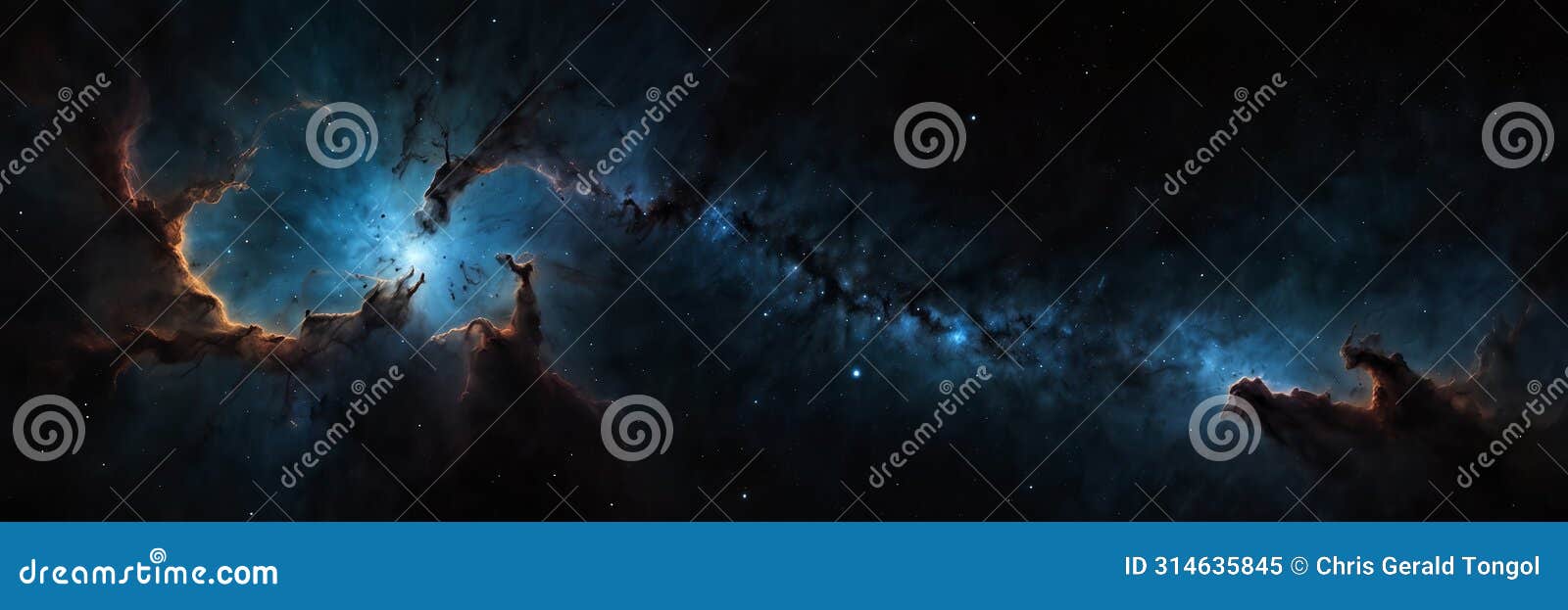 Nebula Galaxy on Black Empty Space Universe Void Panoramic Wide Angle ...