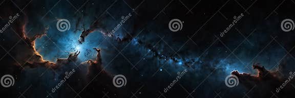Nebula Galaxy on Black Empty Space Universe Void Panoramic Wide Angle ...