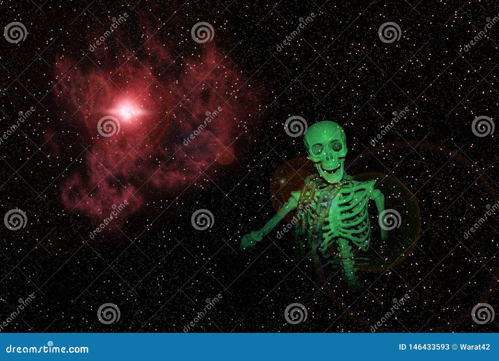 Nebula in Galaxy and Skeleton,abstract Background Stock Illustration ...