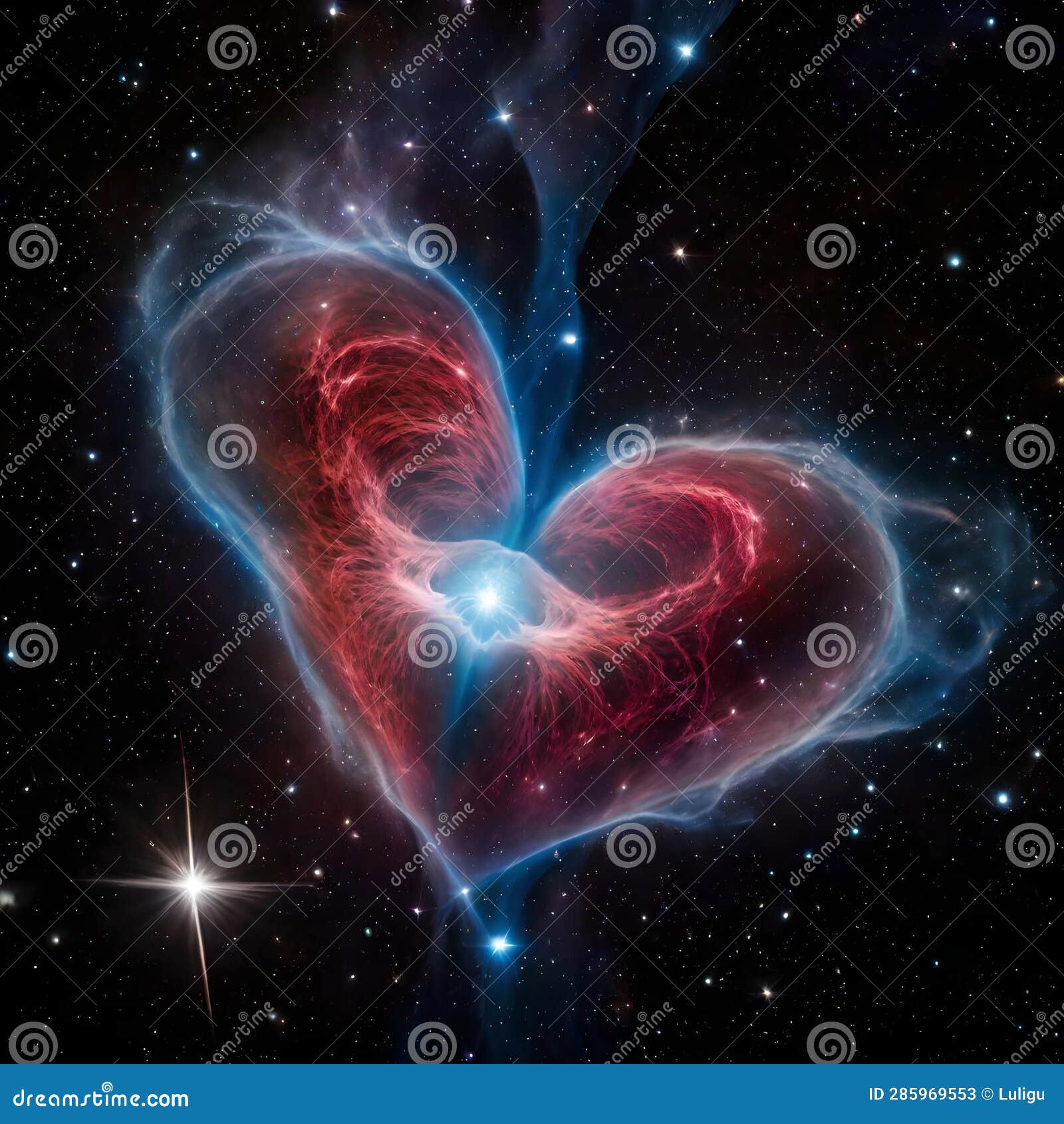 Nebula Heart in Outer Space Stock Illustration - Illustration of ...