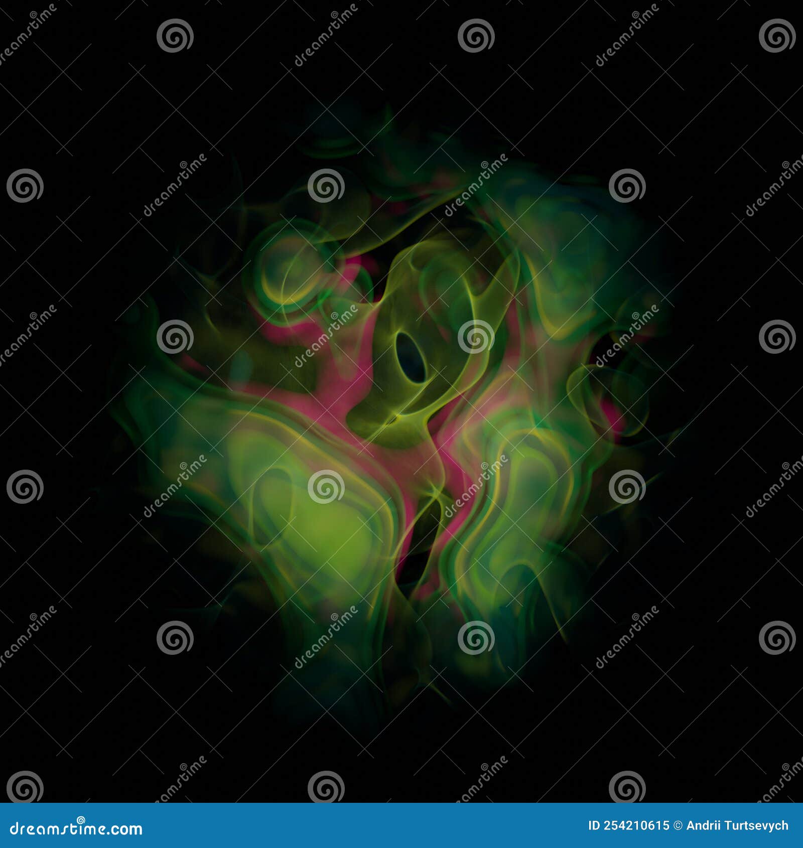 Nebula Like Abstract Shape on Black, 3D Rendering Stock Illustration ...