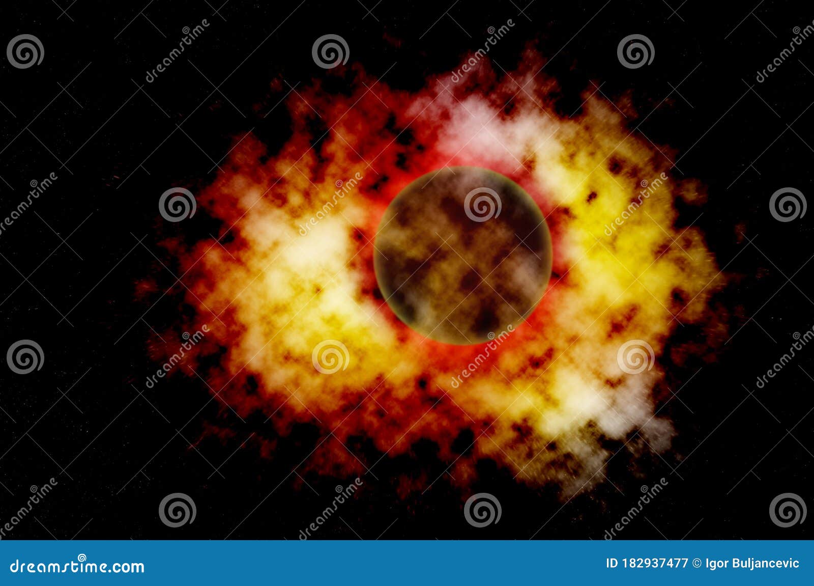 Planet Explosion. 3d Illustration of Planet Explosion with Flares and ...