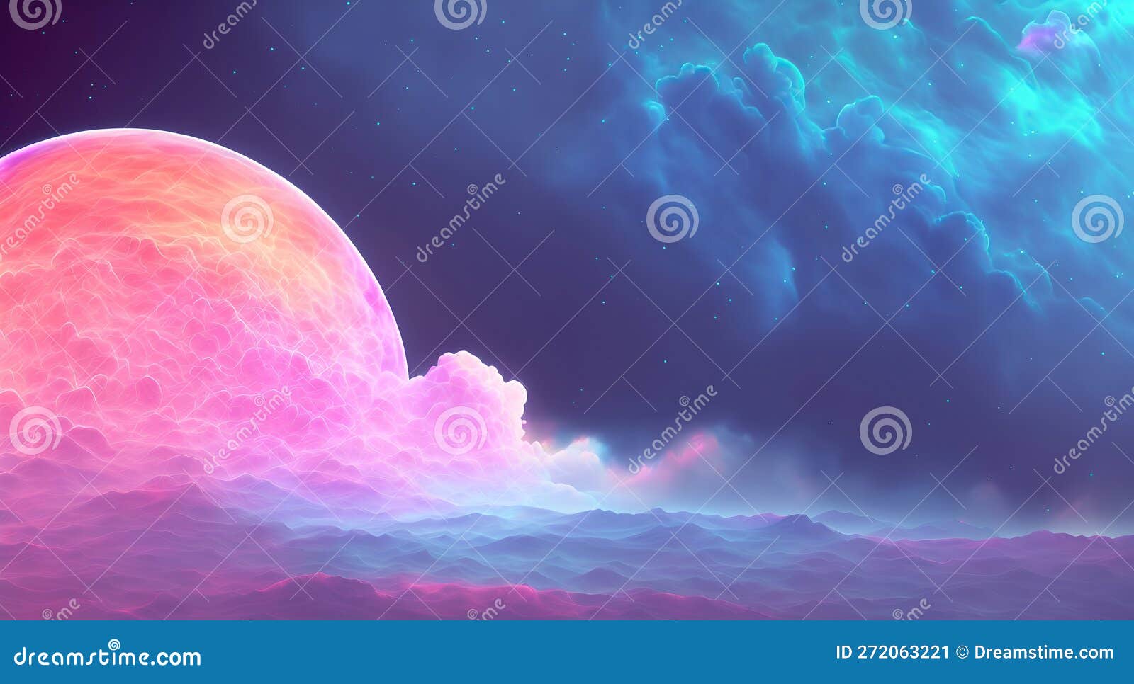 Nebula Space Galaxy Neon Cloud Stock Illustration - Illustration of ...
