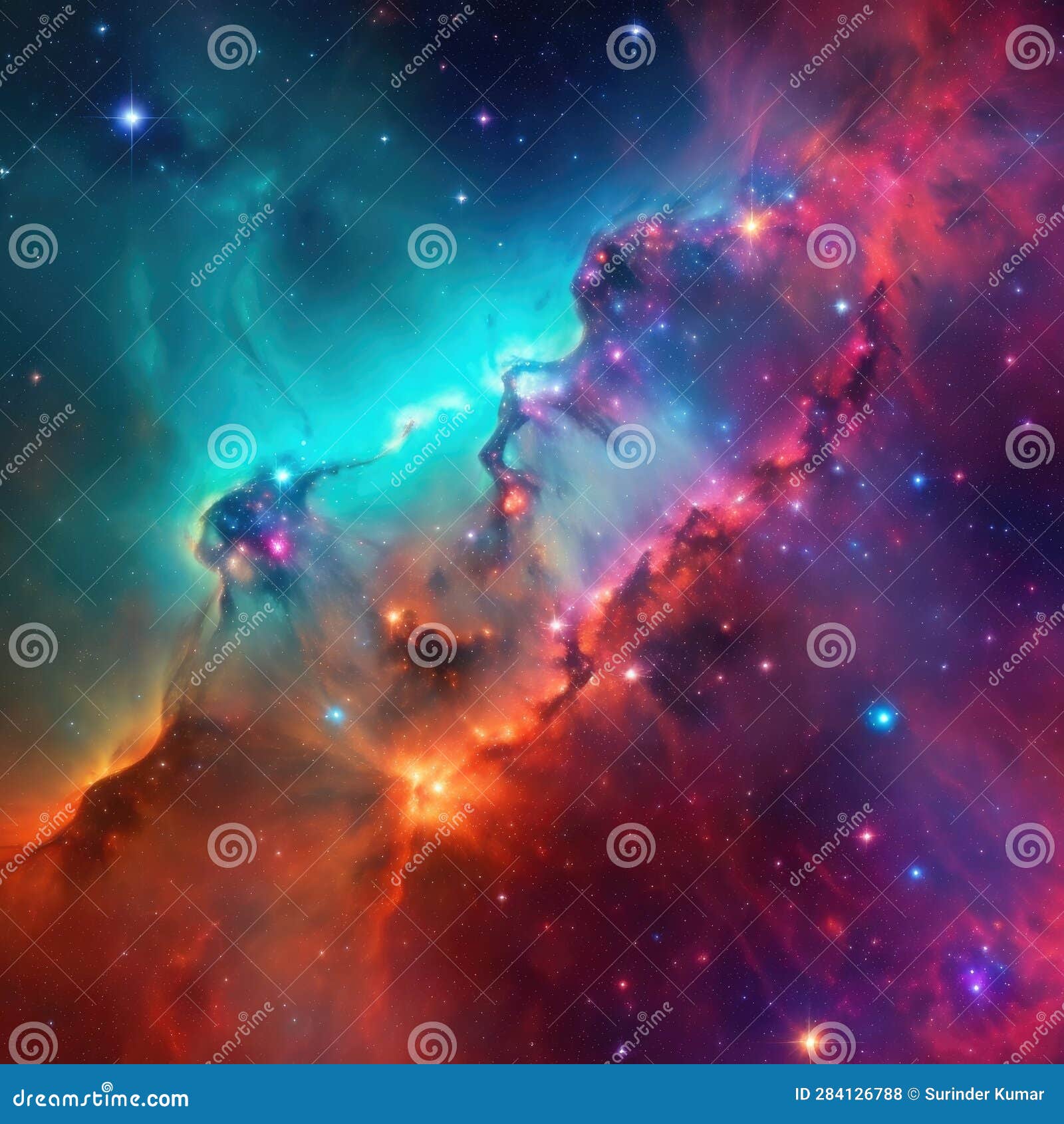 Nebula and Stars in Deep Space. Abstract Space Background. Stock ...