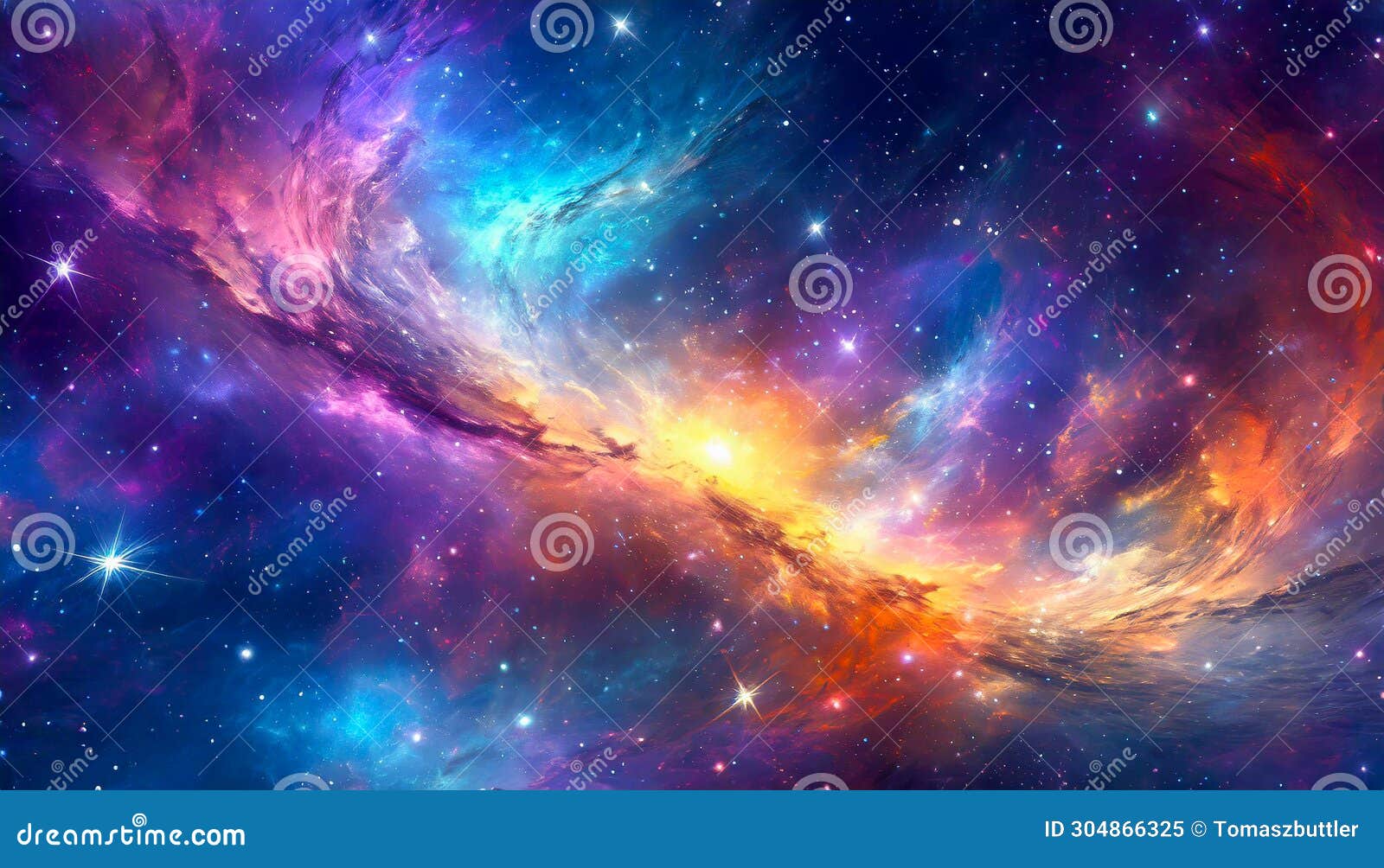 Nebula and Stars in Deep Space. Colorful Space Galaxy Background. Stock ...