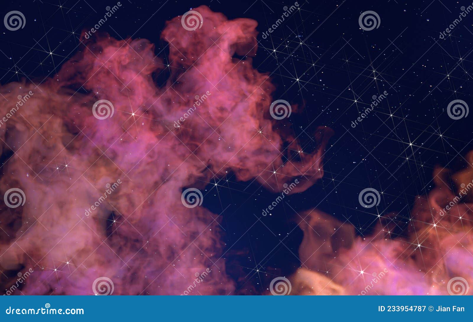 Nebulae and Colored Smoke, 3d Rendering Stock Illustration ...