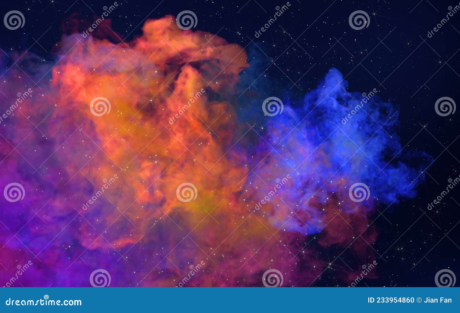 Nebulae and Colored Smoke, 3d Rendering Stock Illustration ...