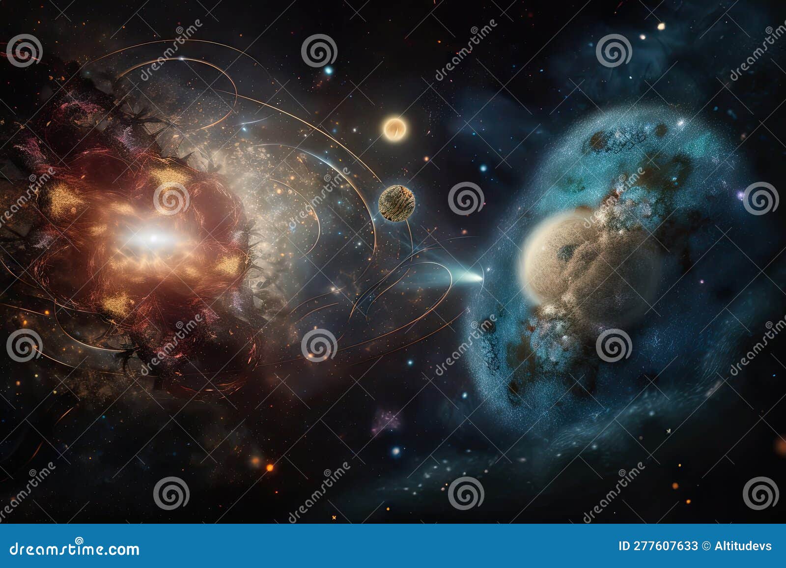 Nebulae and Galaxies Colliding, with Stars and Planets in Their Paths ...