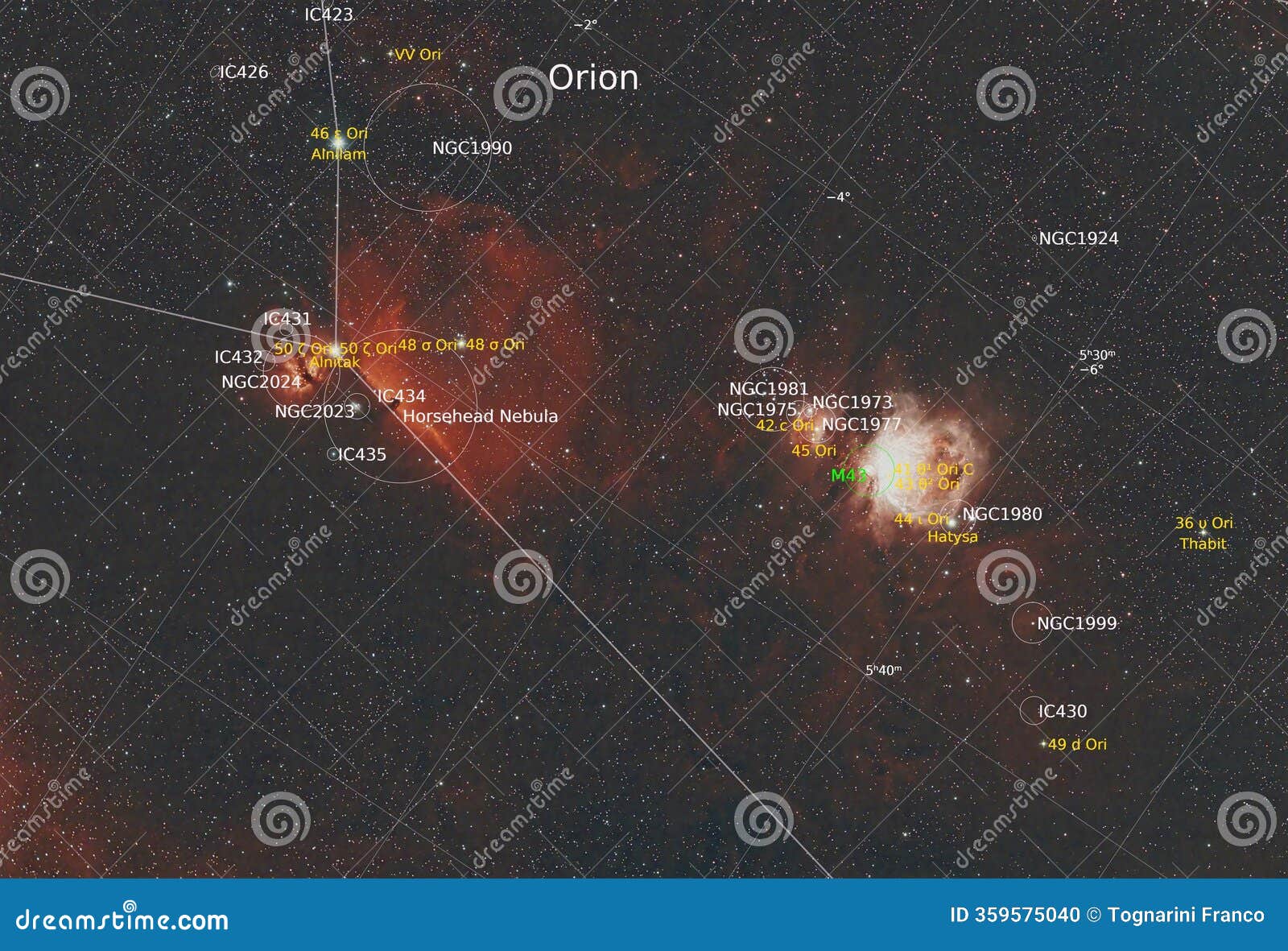 Nebulae of the Orion Complex, Messier 42, Horsehead Nebula, Running Man ...