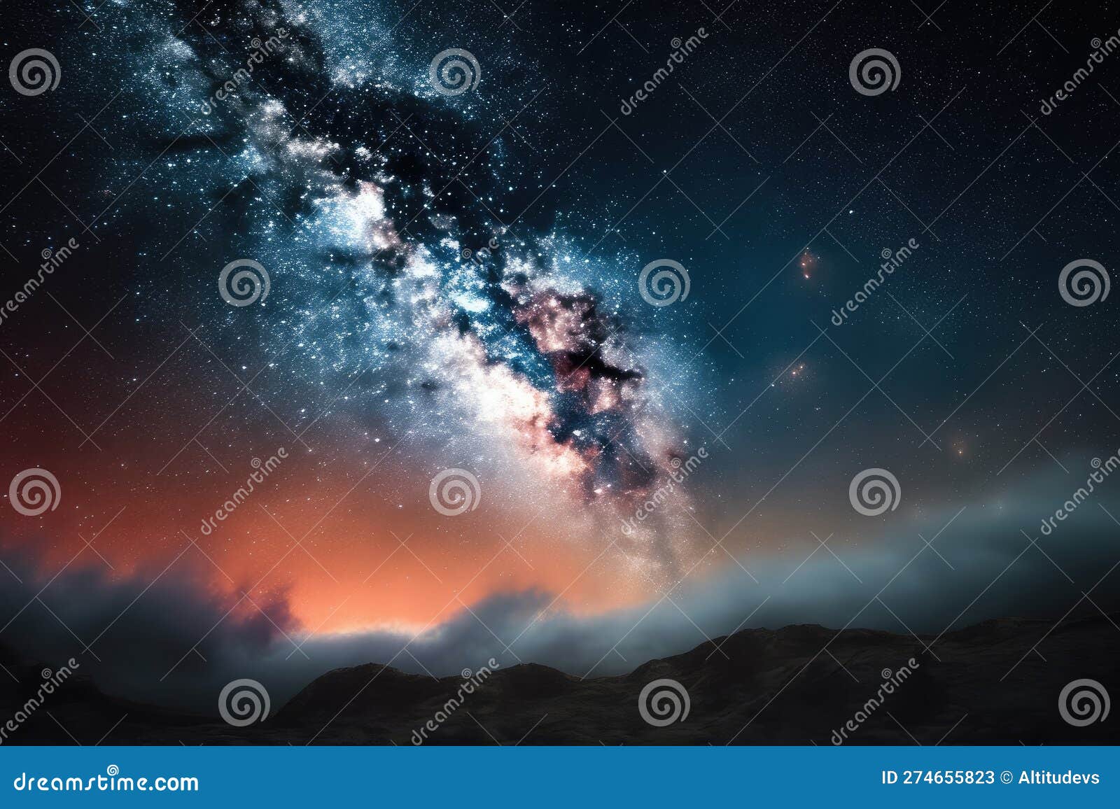 Nebulae and Star Clusters in a Night Sky, with View of the Milky Way ...