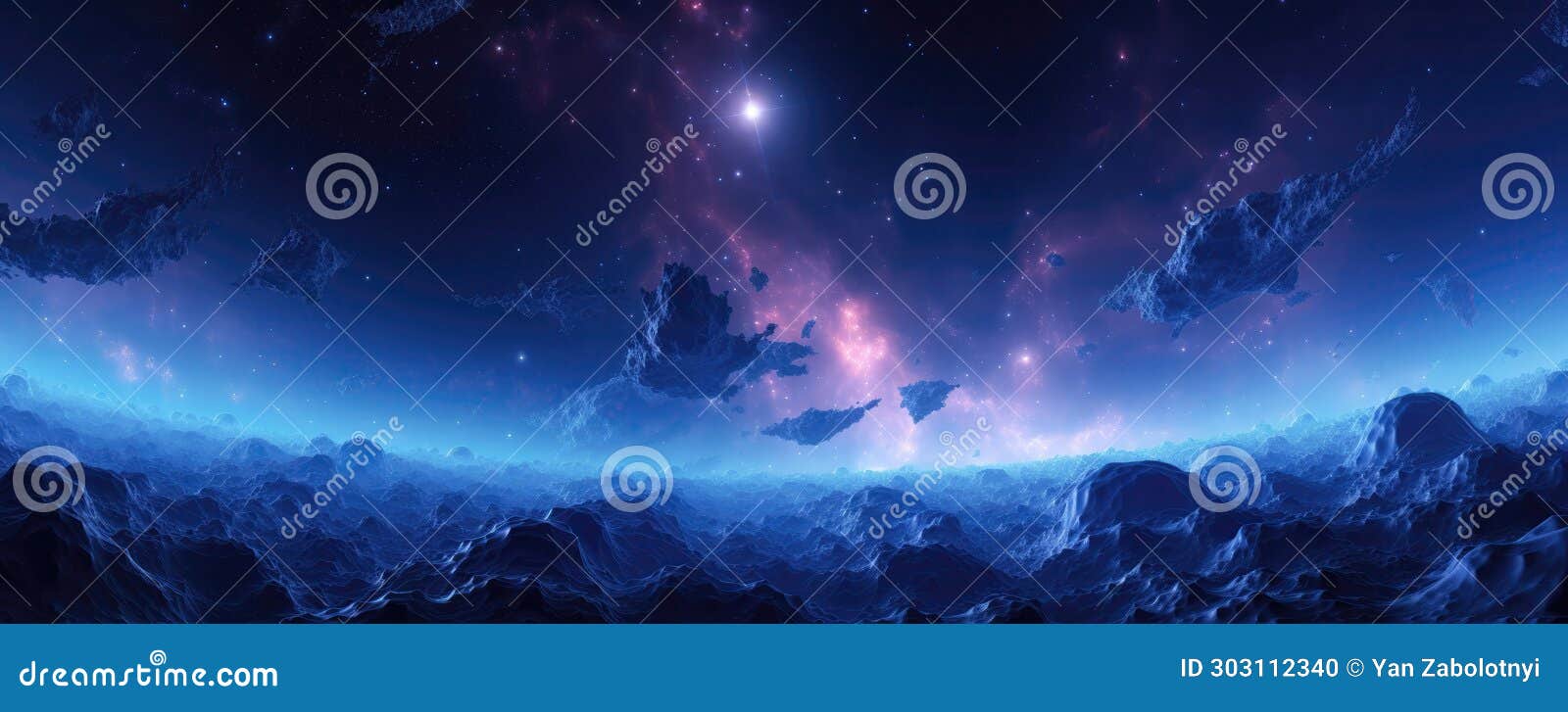 360 Degree Starry Night Sky Texture, Night Alien Desert Landscape ...