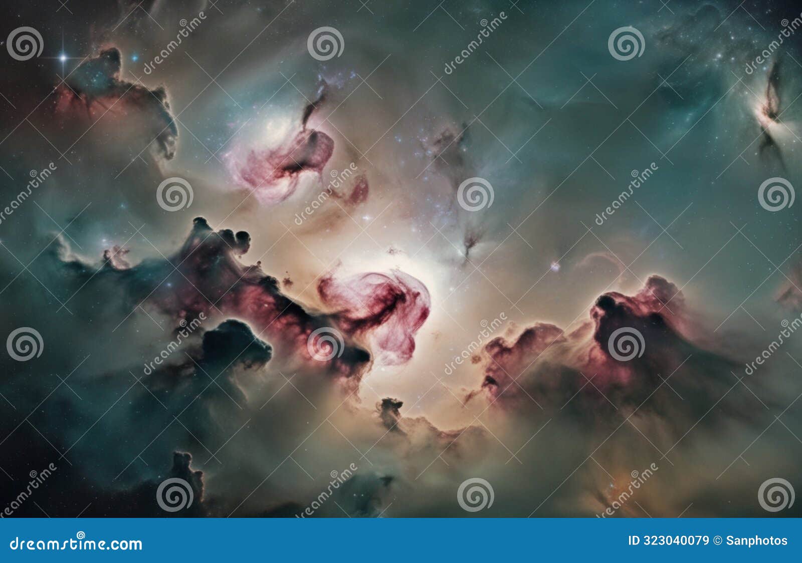 Celestial Nebulae Color Grading and Filmic Textures Stock Illustration ...