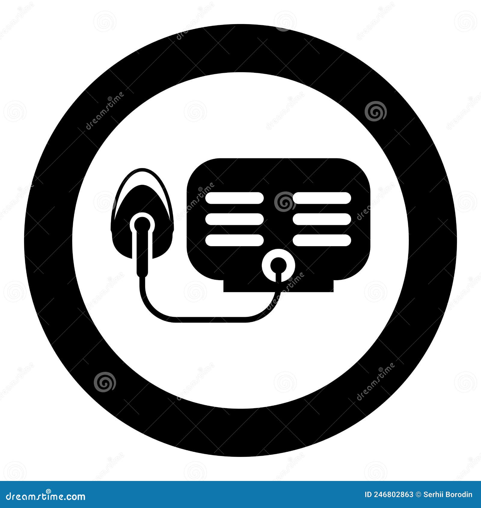 Nebulizer with Mask Icon in Circle Round Black Color Vector ...