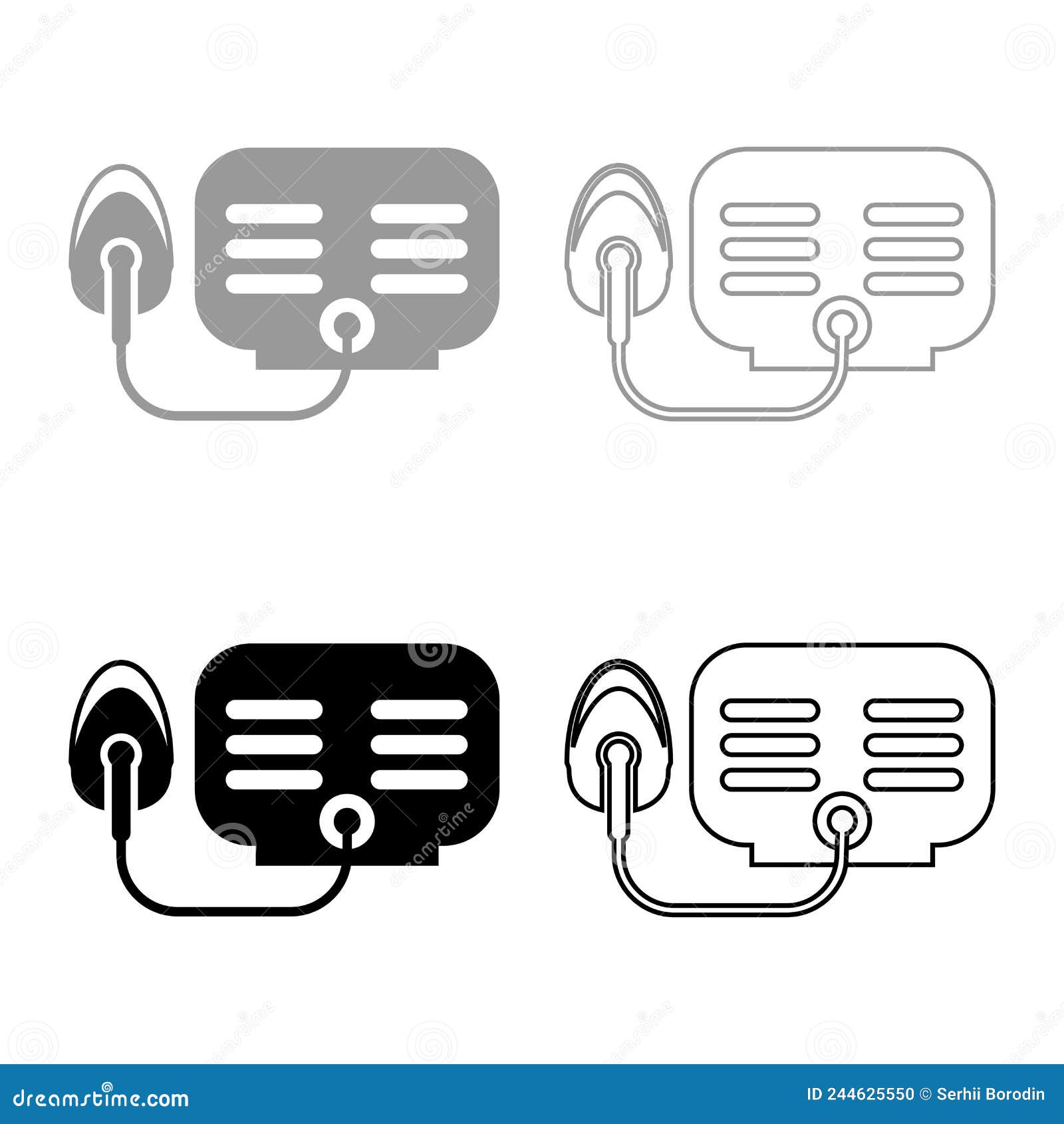 Nebulizer with Mask Set Icon Grey Black Color Vector Illustration Image ...