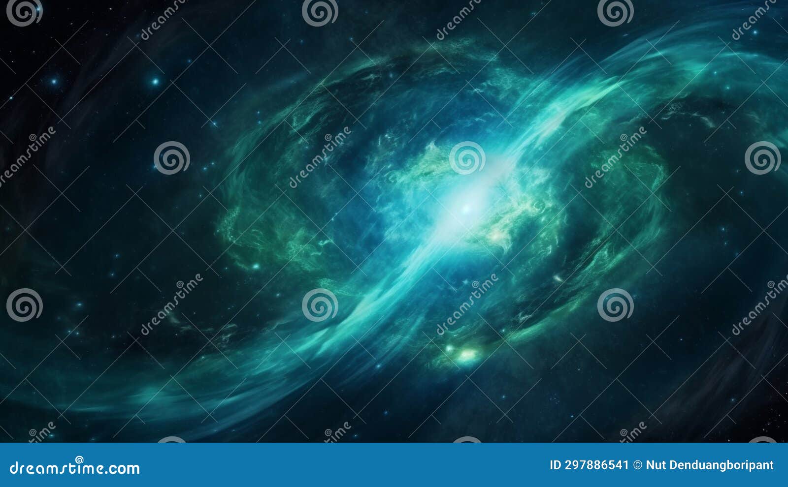 Nebulous Green and Interplanetary Blue Cosmic Abstract Pattern Stock ...