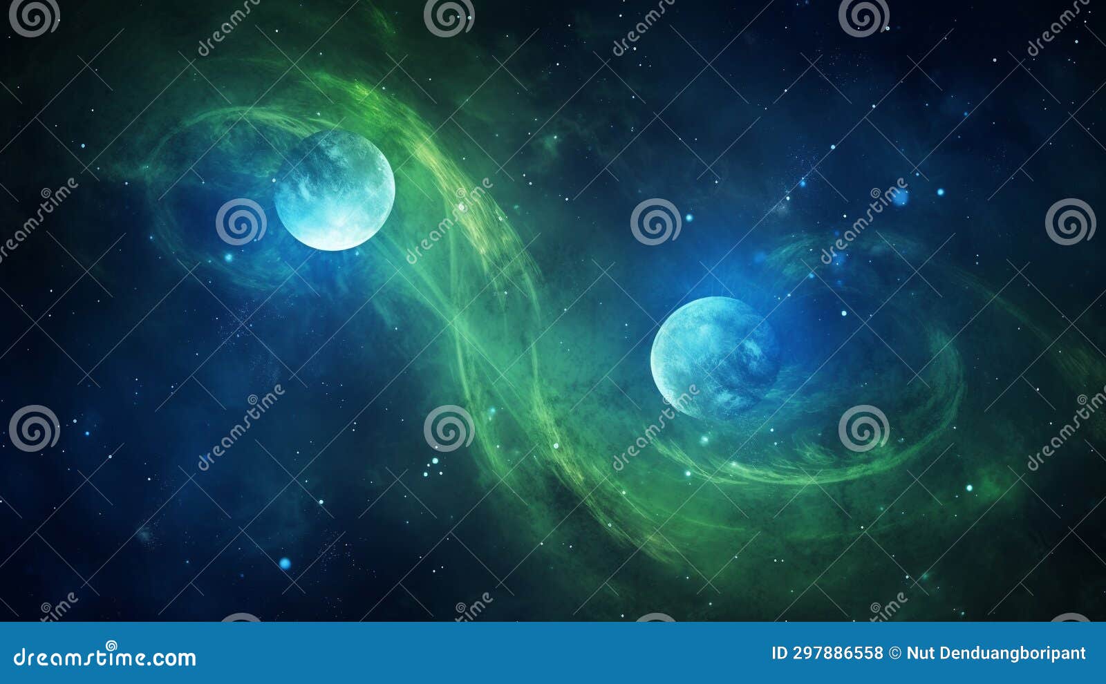 Nebulous Green and Interplanetary Blue Cosmic Abstract Pattern Stock ...