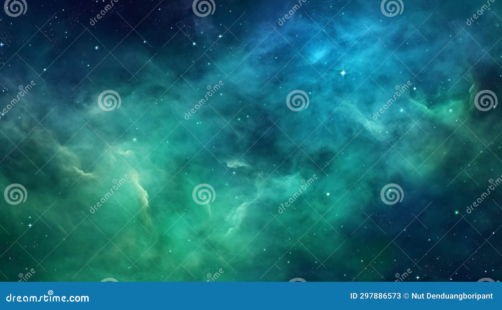 Nebulous Green and Interplanetary Blue Cosmic Abstract Pattern Stock ...