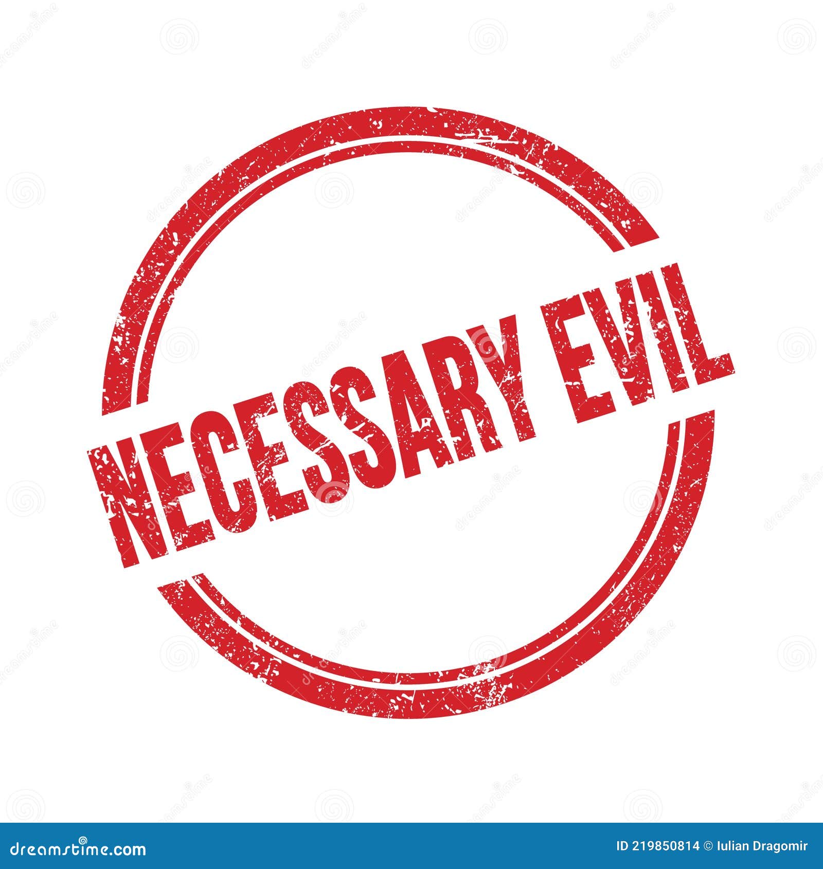 NECESSARY EVIL Text Written on Red Grungy Round Stamp Stock ...
