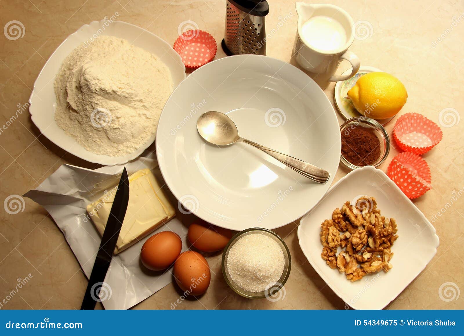 Necessary Ingredients for a Cooking Stock Image - Image of table, heap ...