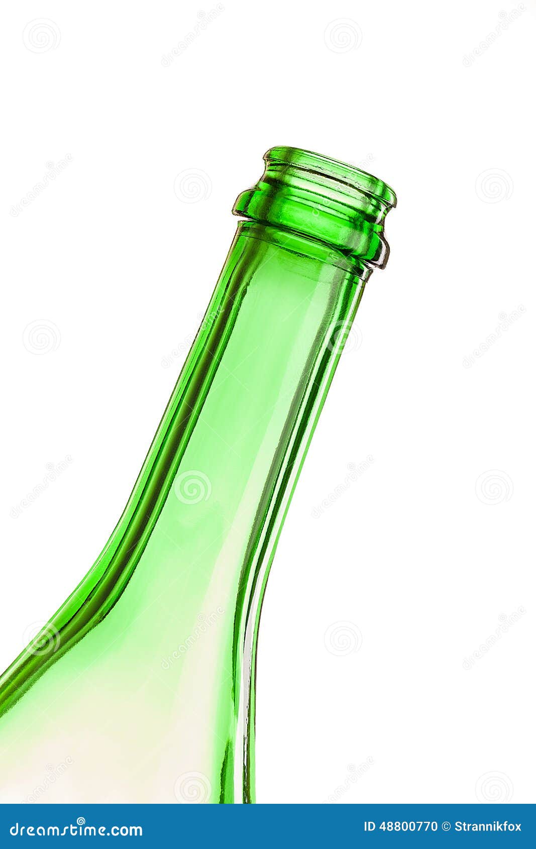 The Neck of an Empty Bottle at an Angle Stock Photo - Image of green ...