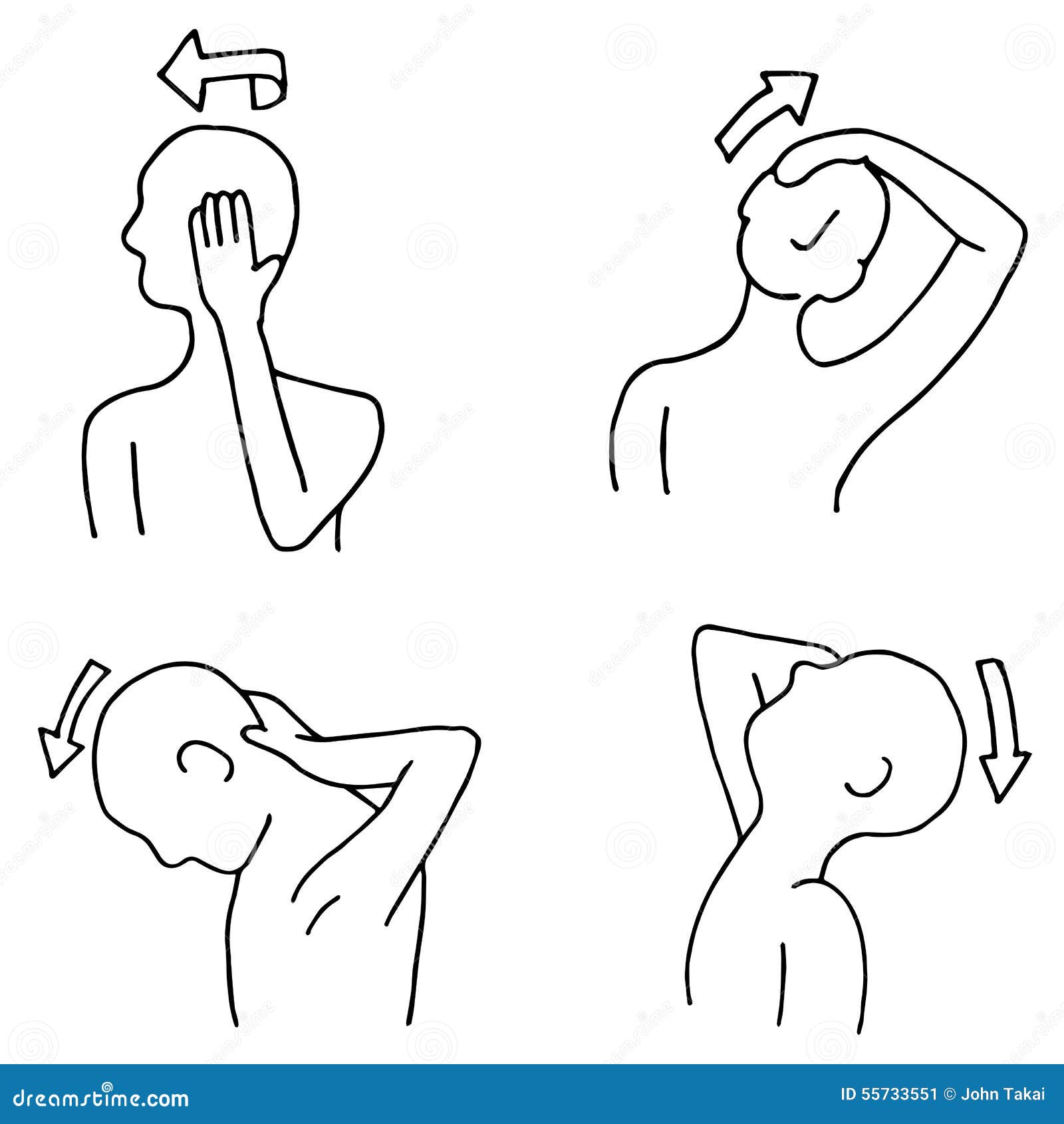 Neck Exercise Routines stock vector. Illustration of stretch - 55733551