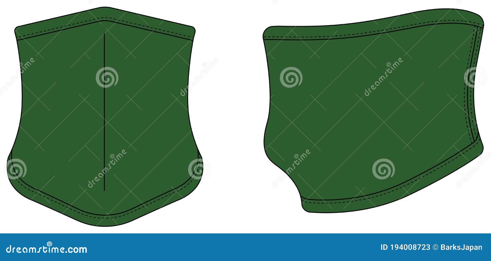 Neck Gaiter, Neck Warmer Vector Template Illustration / Kahki , Green ...