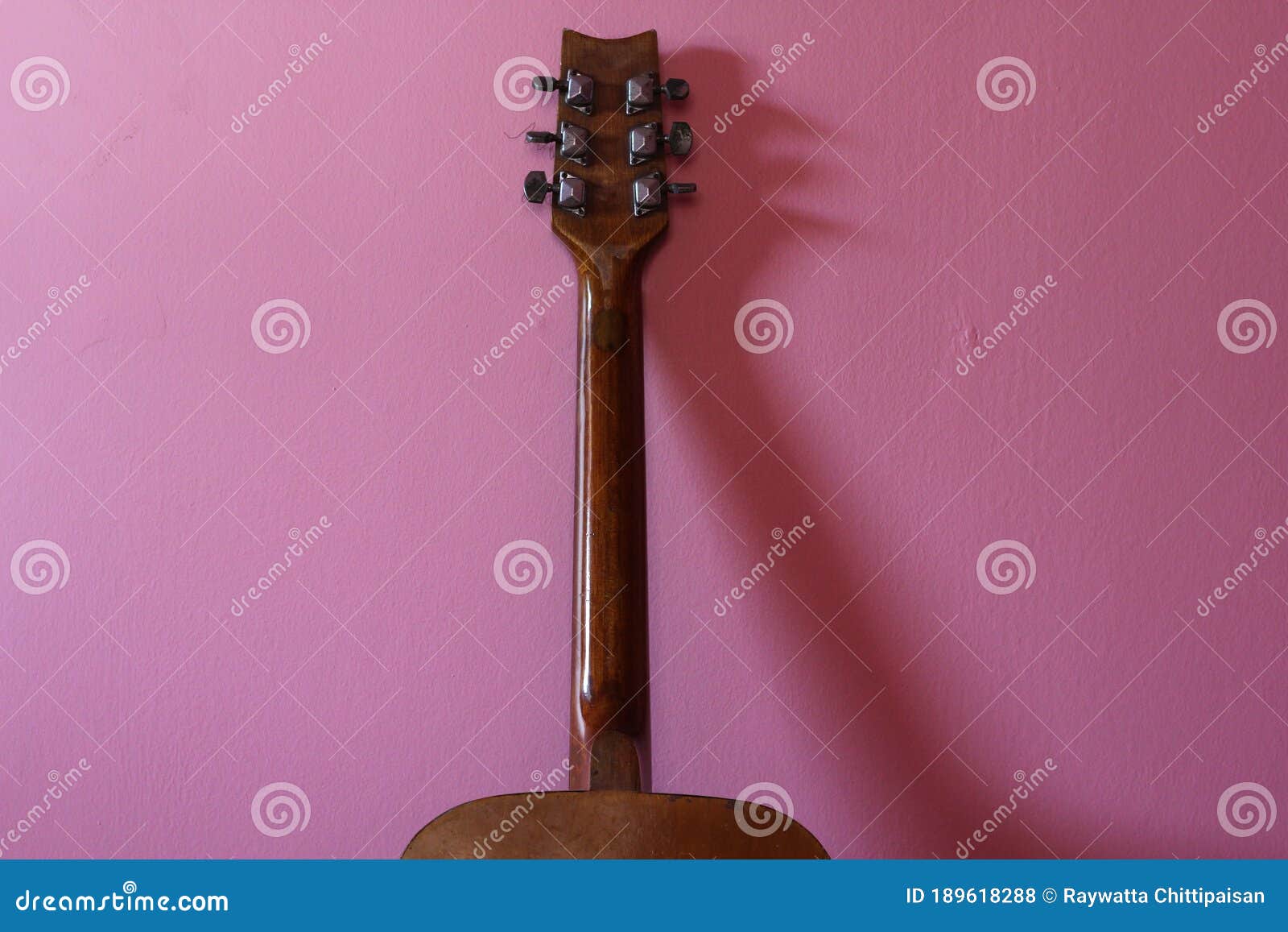 The Neck of the Guitar Uses the Pink Background. Stock Photo - Image of ...
