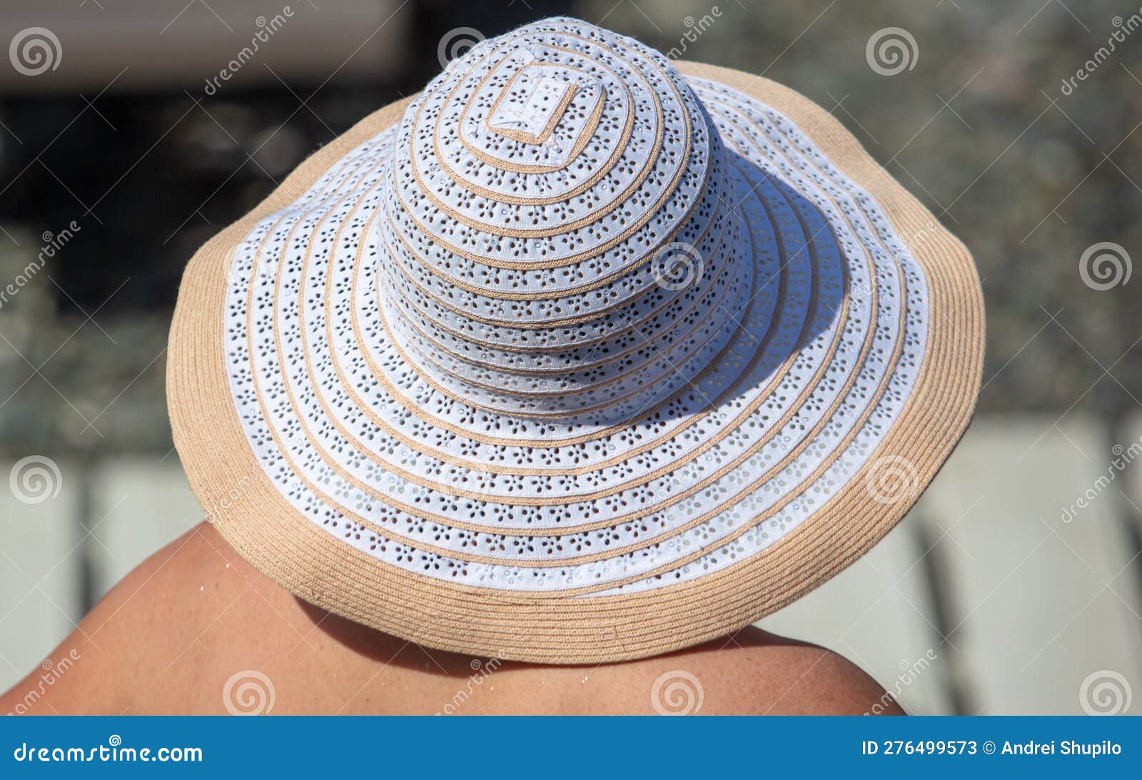 Neck Hat on the Head. Back View. Stock Image - Image of travel, fashion ...