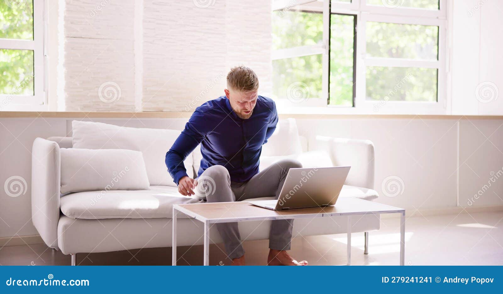 Neck Pain and Stress. Bad Posture at Computer Stock Image - Image of ...