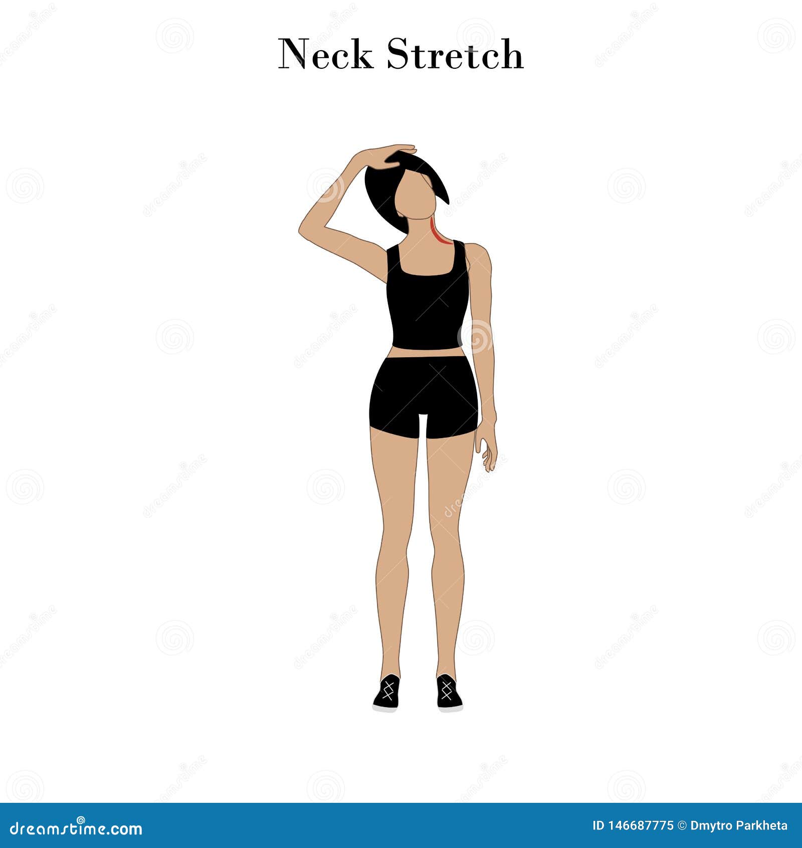 Neck stretch exercise stock vector. Illustration of neck - 146687775