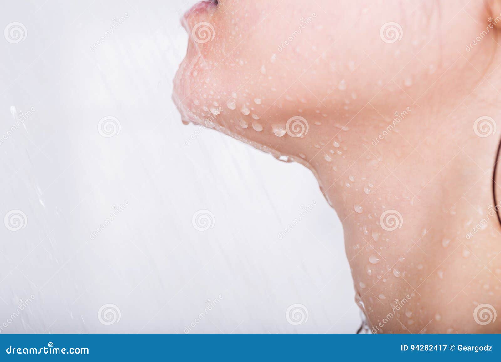 Neck of Woman Which Take a Shower Stock Image - Image of bathroom ...